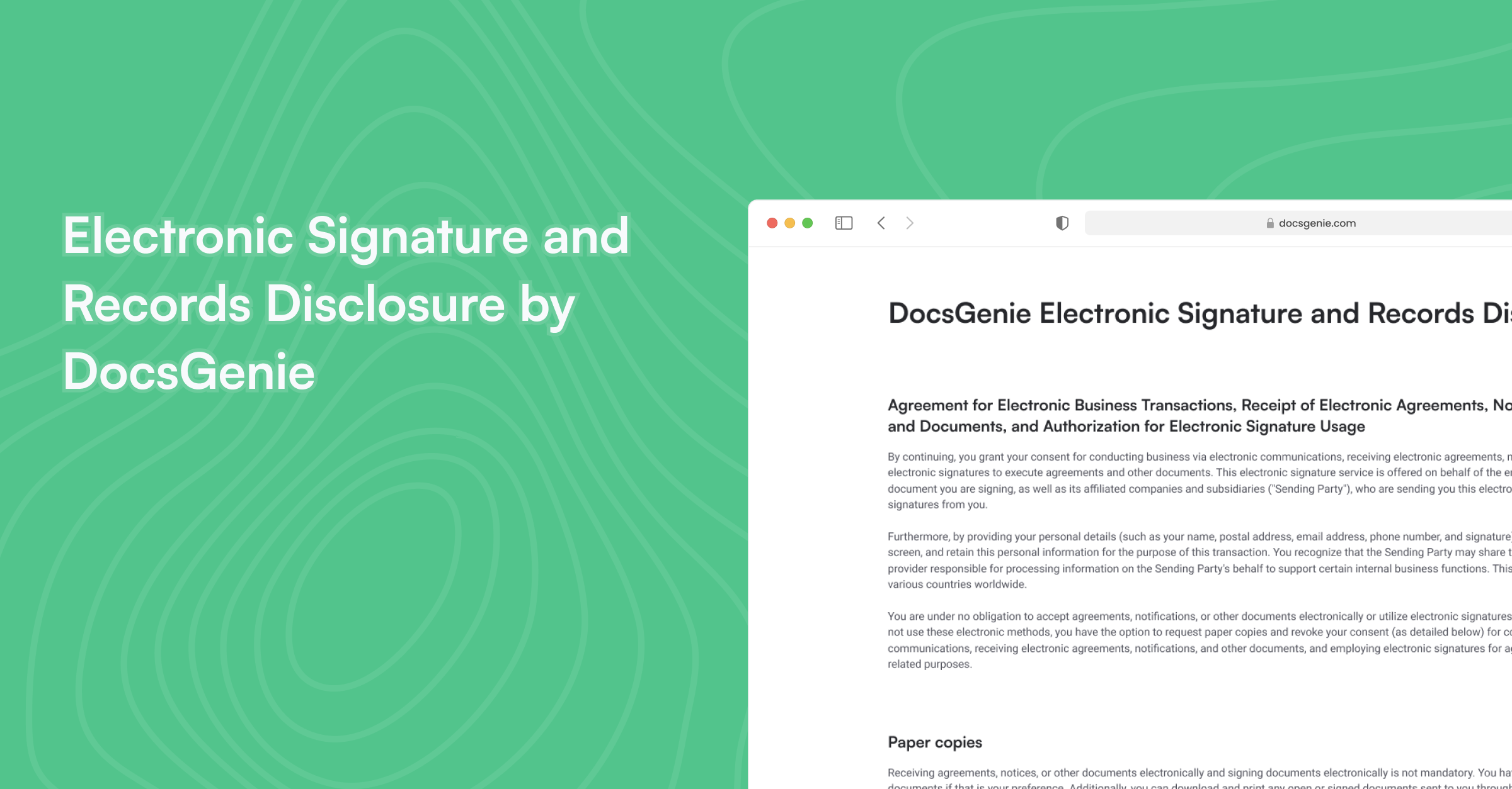 Electronic Signature and Records Disclosure - DocsGenie